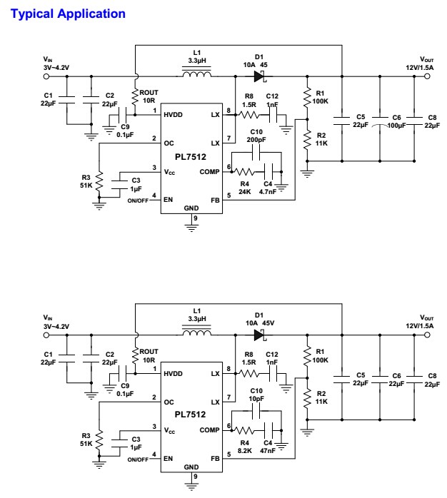 PL7512和PL7512A拼对拼5V升压转9V2A，5V升压转12V1.5A的DC-DC升压IC - 深圳市泛海微电子有限公司